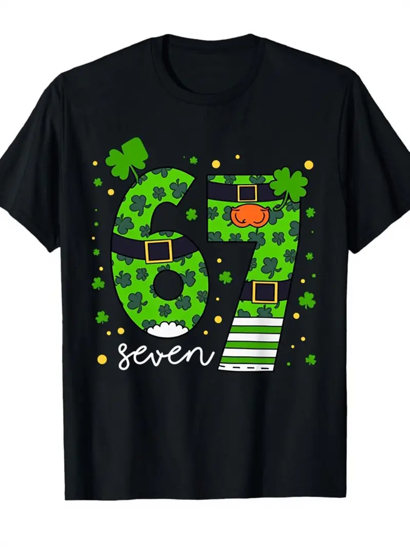 Green Shamrock Number 67 St. Patrick's Day Unisex Short Sleeve Graphic ...