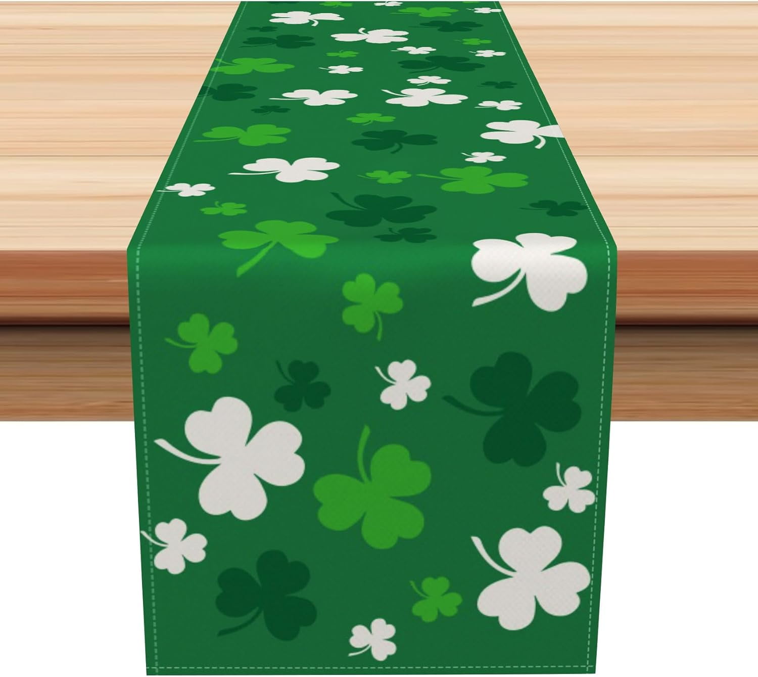 Green Shamrock Table Runner Spring St Patricks Day Table Runner