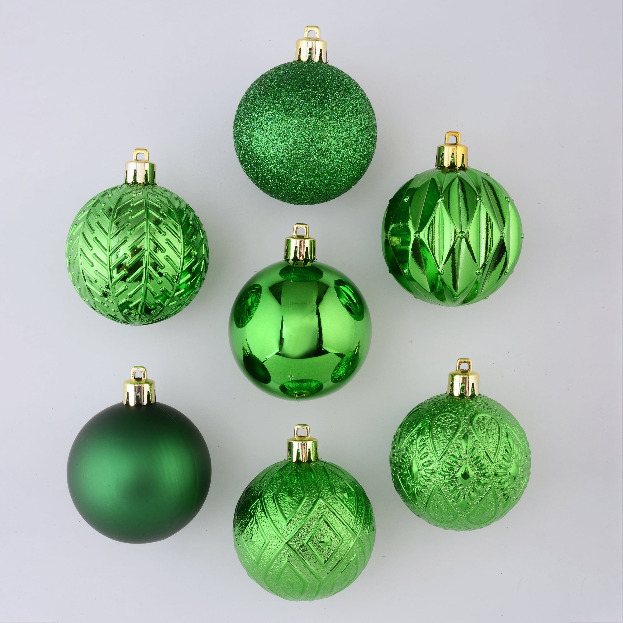 Green Shatterproof Christmas Ornaments 26 Count by Holiday Time Walmart