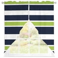 Green and Sheer Curtains Swag Valances for Windows Navy Blue Stripes ...