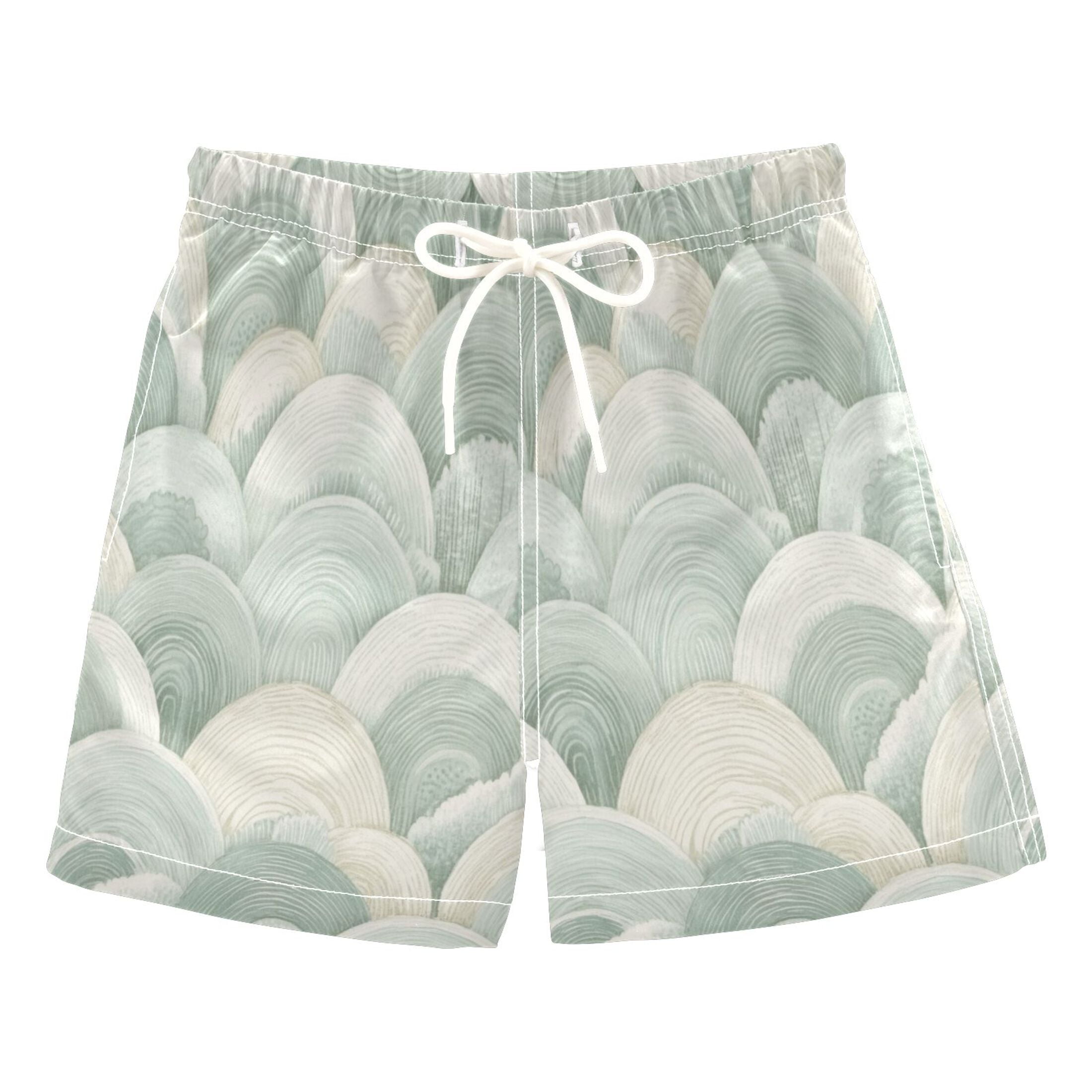 Green Shell Texture Boys' Swim Trunks Beach Pool Shorts Quick Dry Soft ...