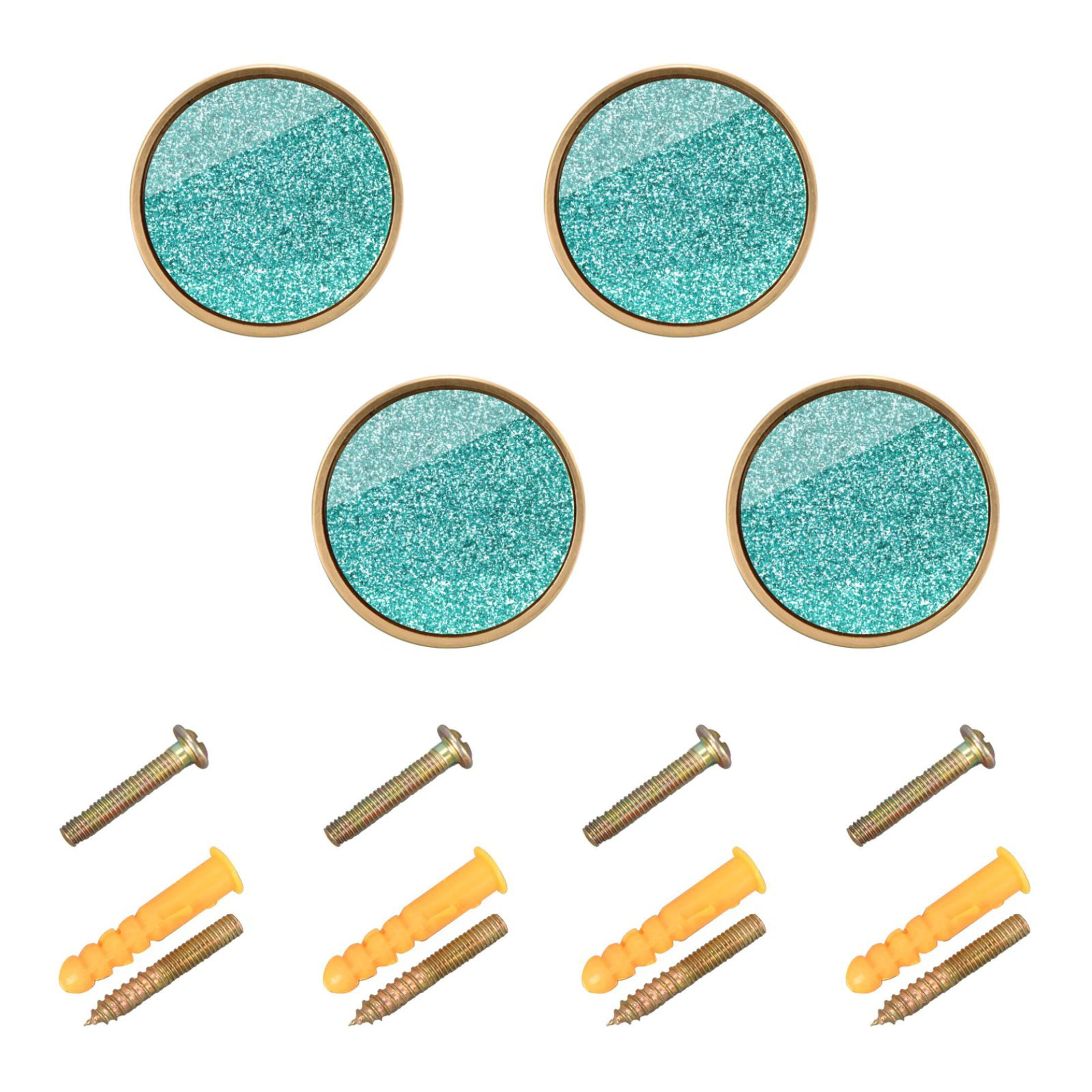 Green Shiny Teal Cabinet Knobs Kitchen Drawers Knobs Door Round Pulls ...