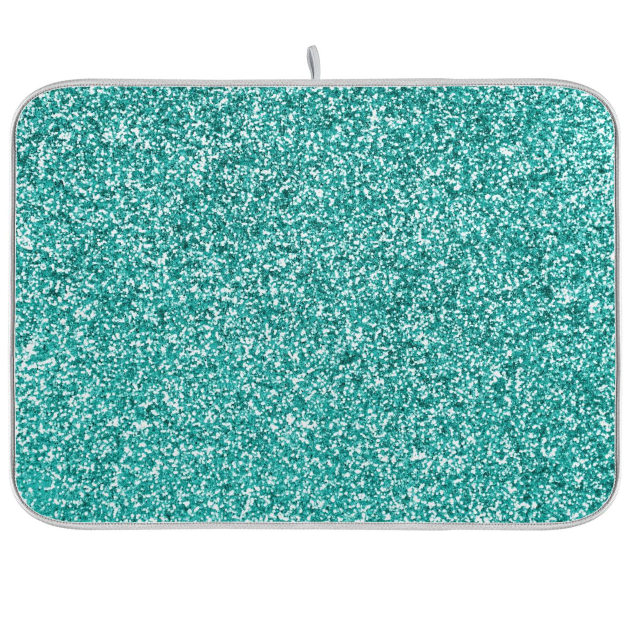 Green Shiny Teal Dish Drying Mat Microfiber Kitchen Mats Large Counter ...