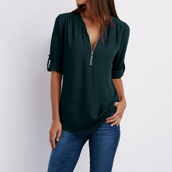 Green Short Sleeve Shirts for Women Button Women Ladies Clothing Loose ...