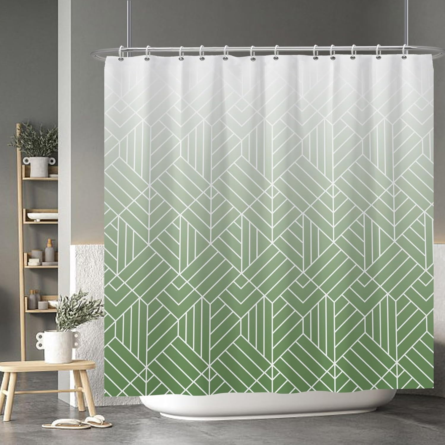 Green Shower Curtain Geometry Texture Gradient Pattern Shower Curtains ...