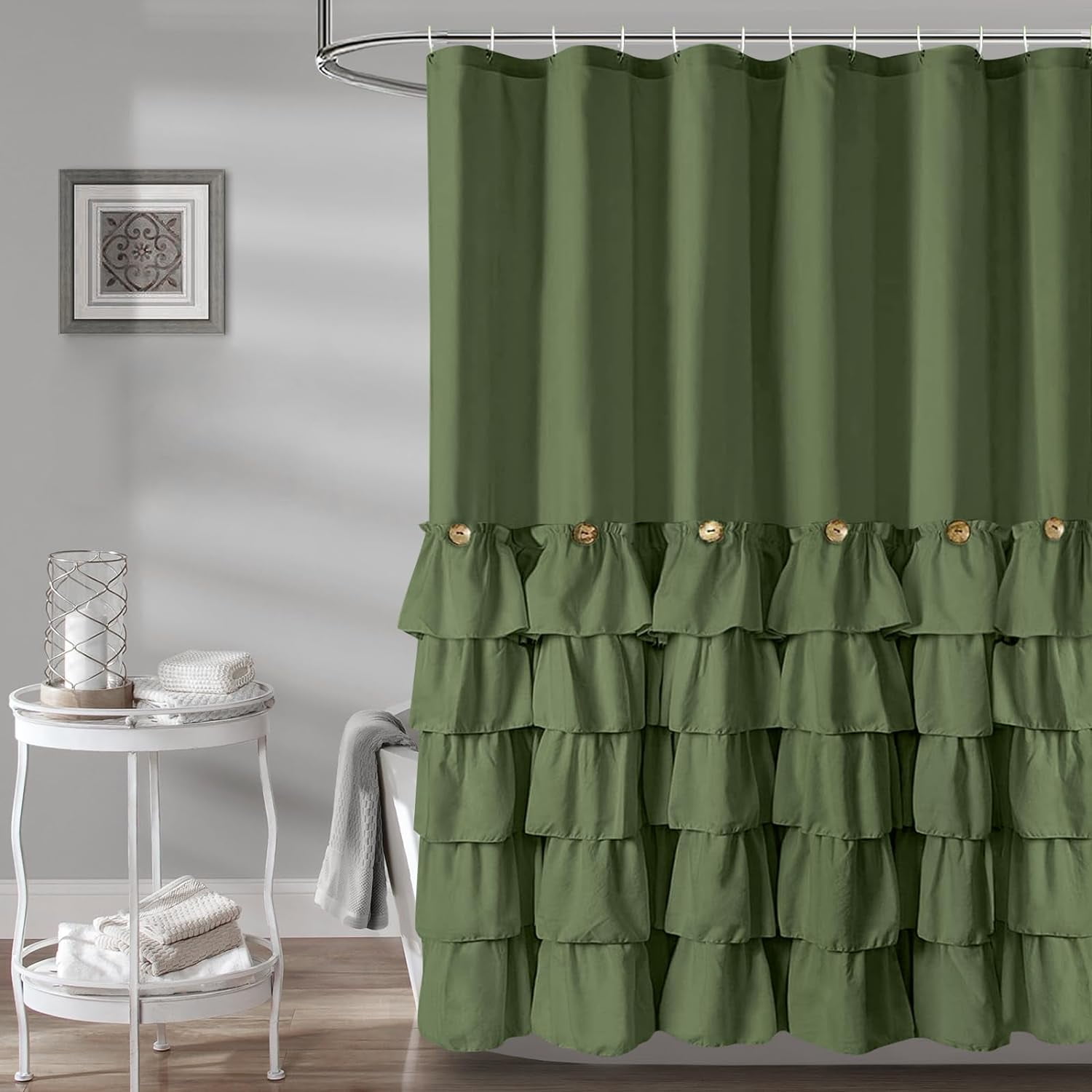Modern Country Style Green Shower Curtain, Shabby Rustic Bathroom ...