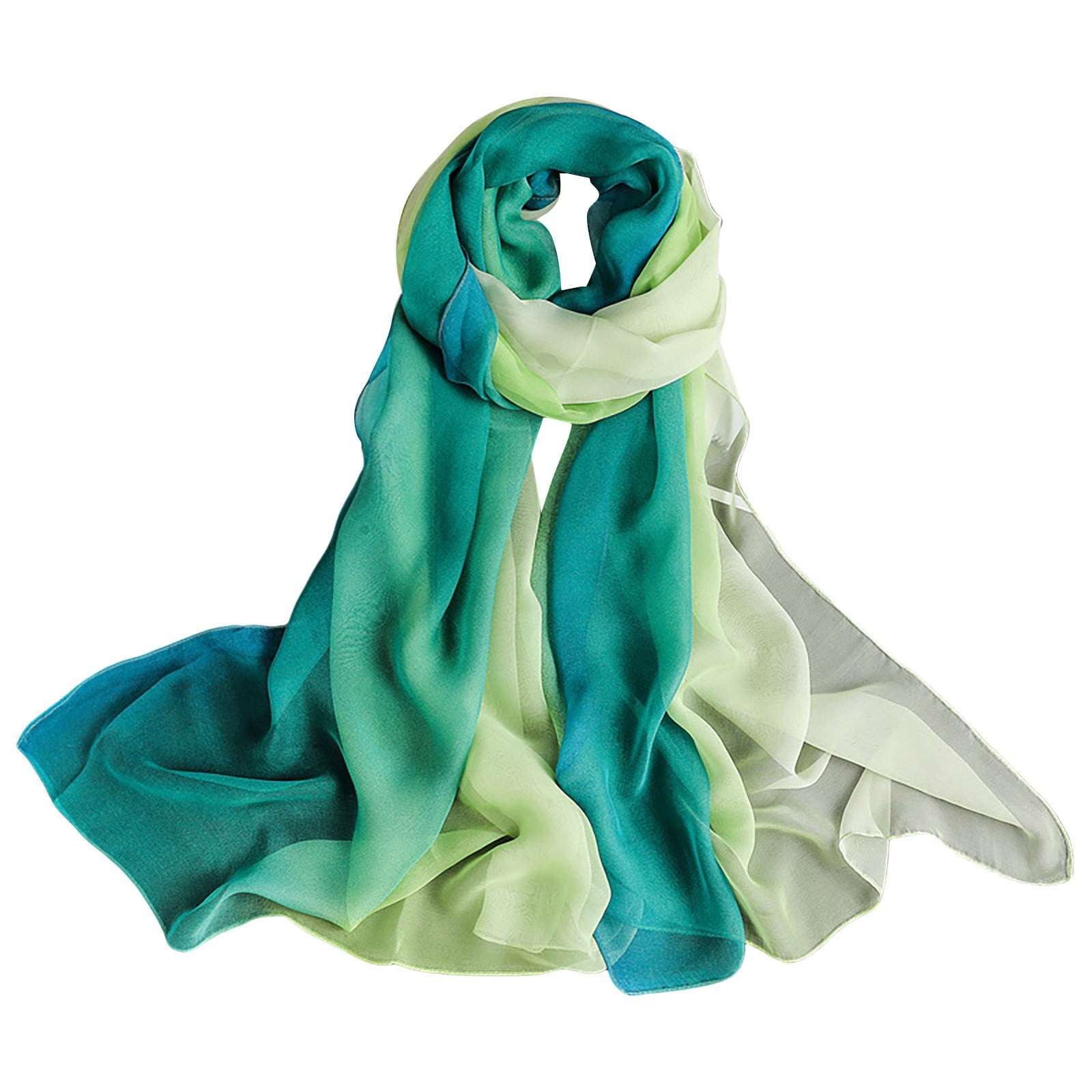 Green Silk Scarves for Women Gradual Color Temperament Scarf Etiquette ...