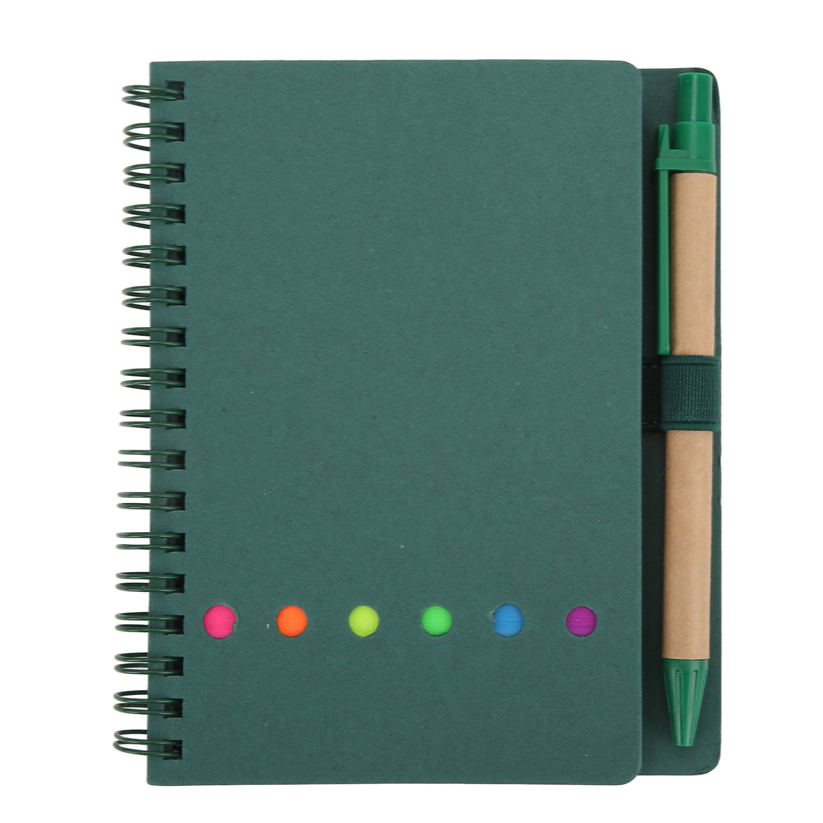 Green Simple Double Coil Leather Notebook, Portable Student Notepad ...