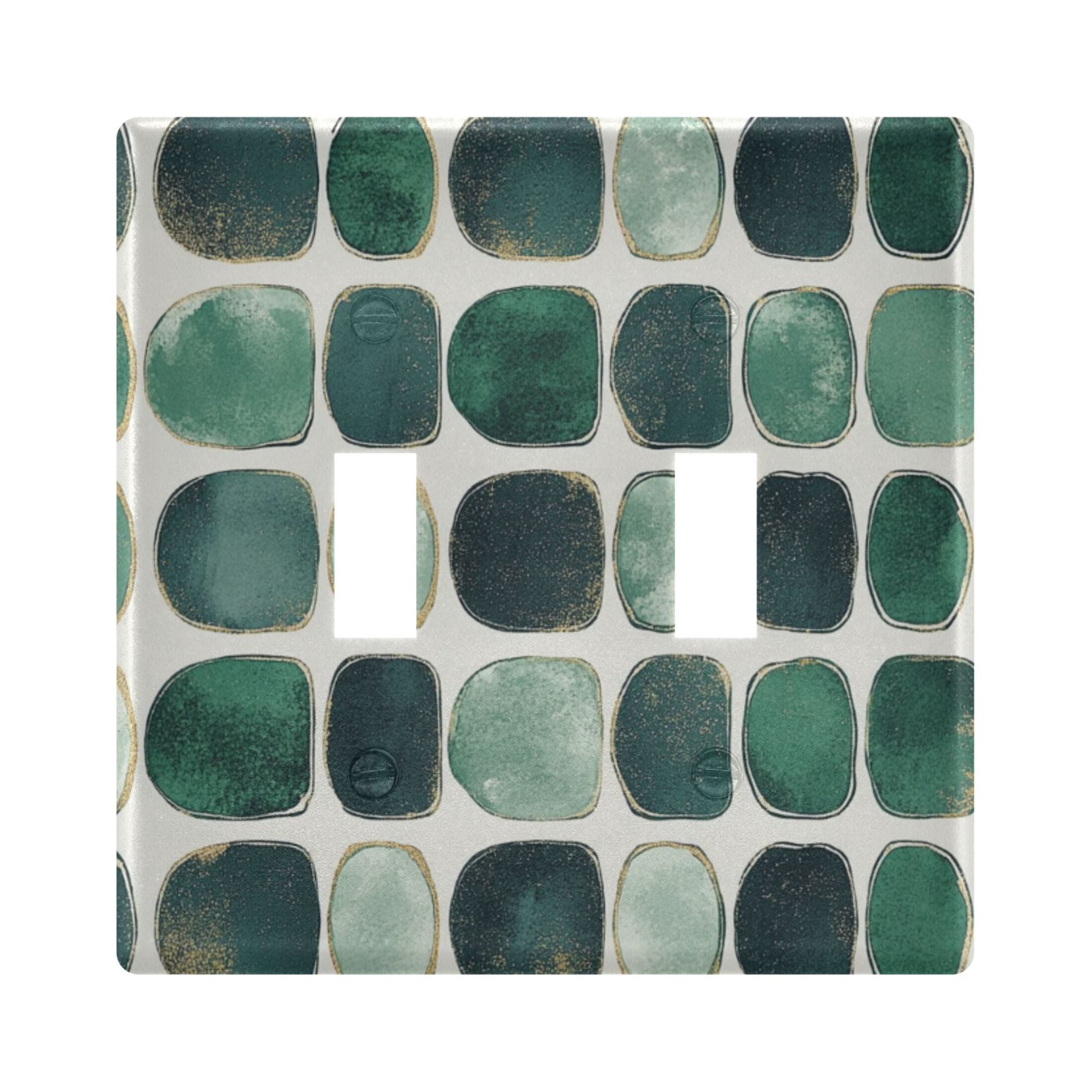 Green Simple Stone Pattern Light Switch Cover Decorative 2 Gang Wall ...