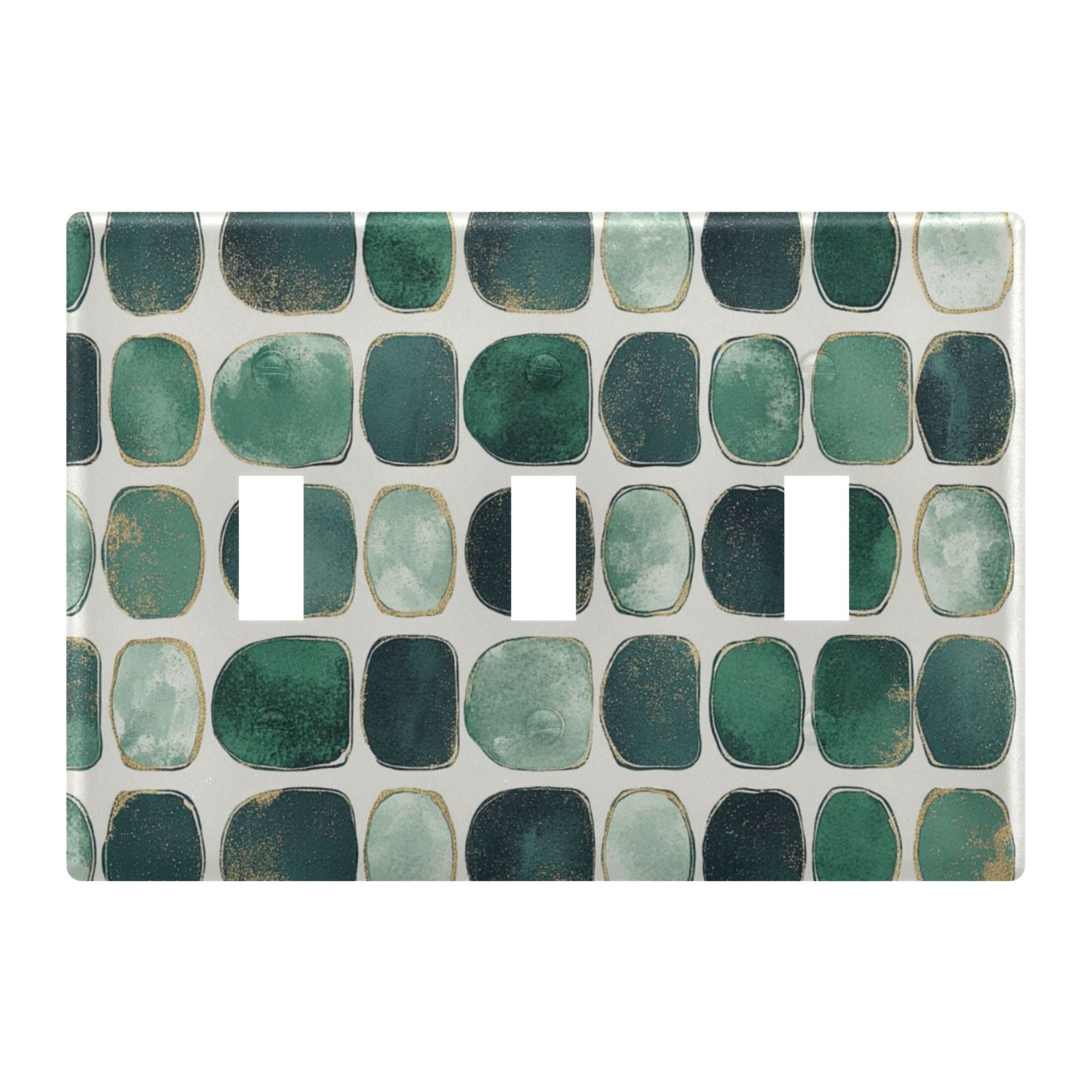 Green Simple Stone Pattern Light Switch Cover Decorative 3 Gang Wall ...