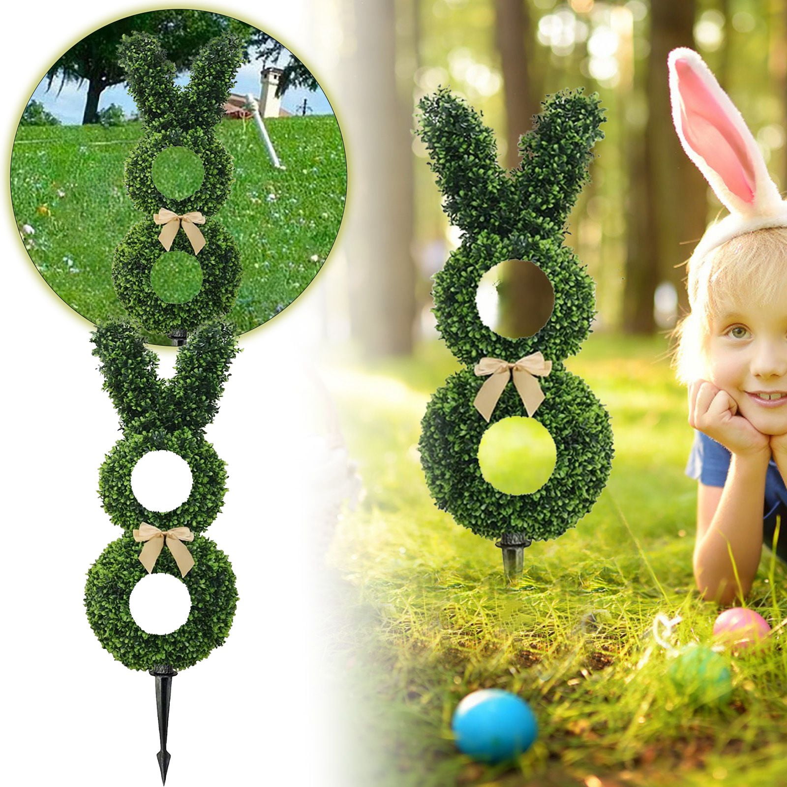 Green Bunny Topiary - Green Artificial Bunny-Shaped Topiary Tree Pot ...