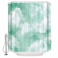Green Sky Cloud Bathroom Shower Curtains with 12 Hooks Polyester ...