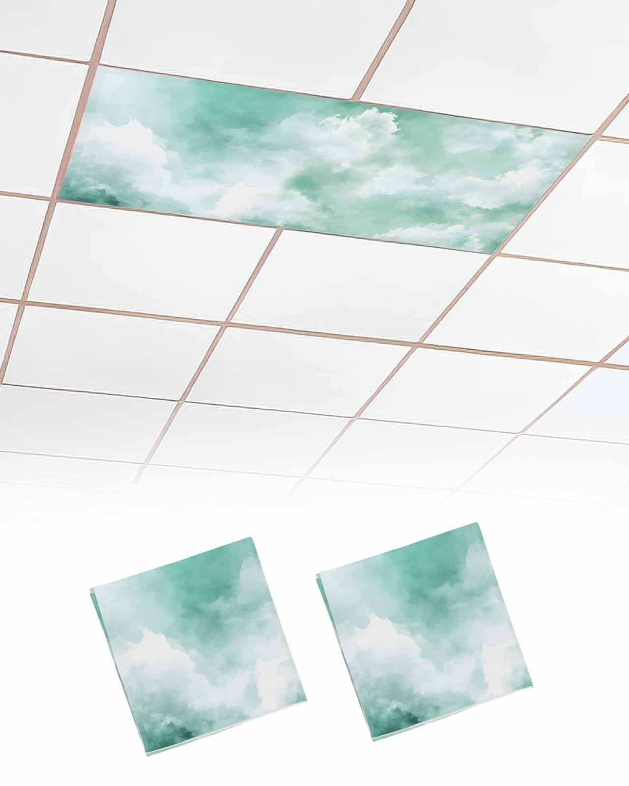 Green Sky Cloud Fluorescent Light Covers for Ceiling Lights 4x2 feet,2 ...