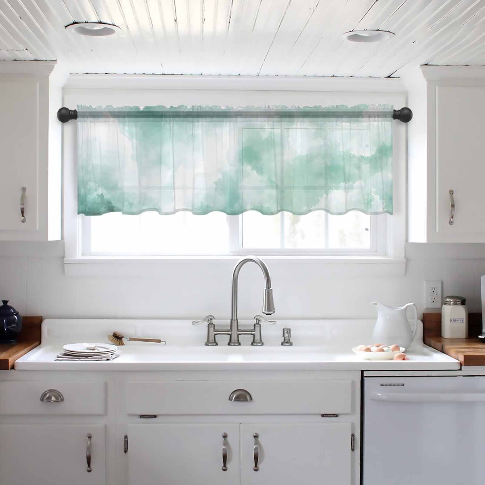 Green Sky Cloud Valance Curtains for Kitchen/Living Room/Bathroom ...