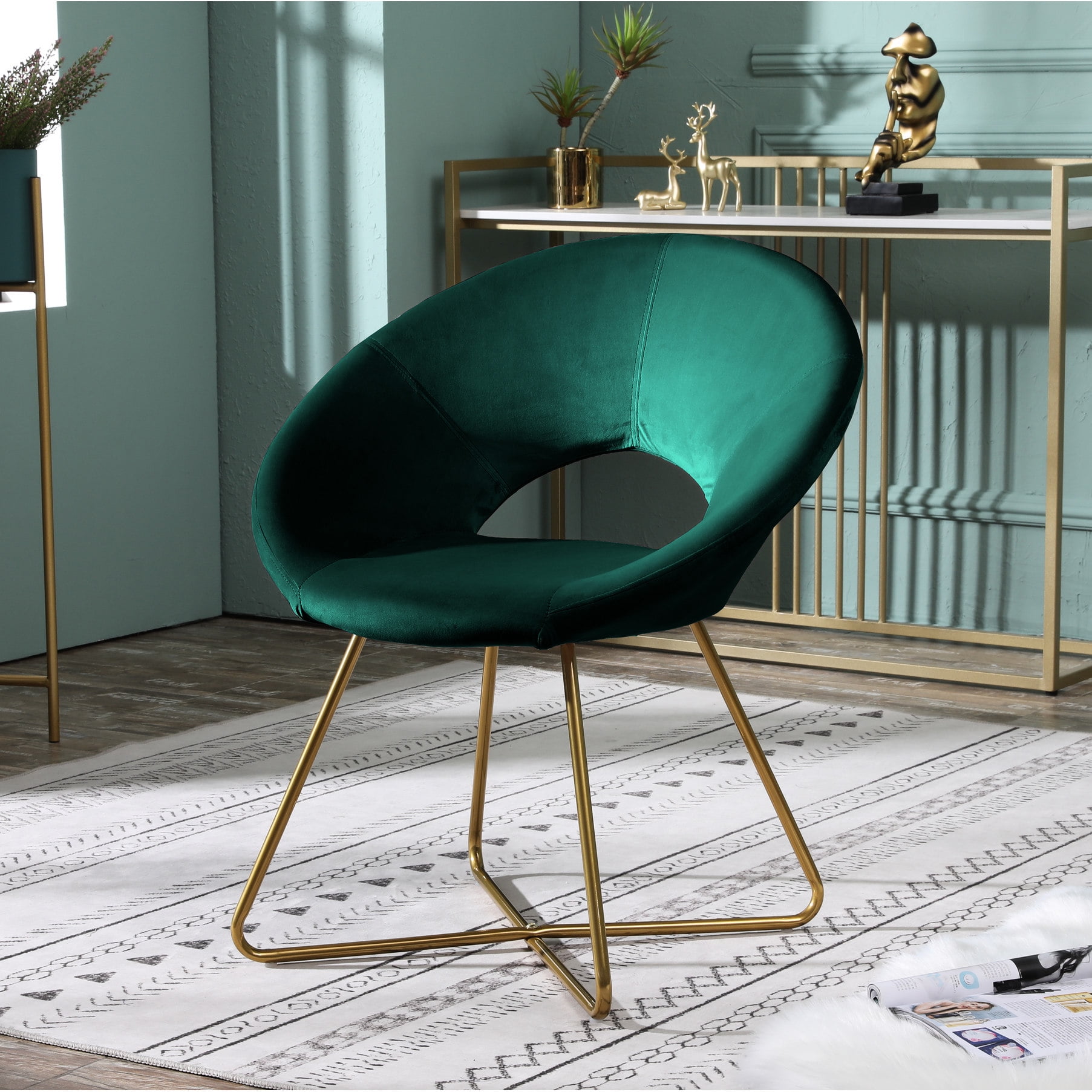 Green Sled - Leg Chair / Comfortable Curved Back for Home - Walmart.com
