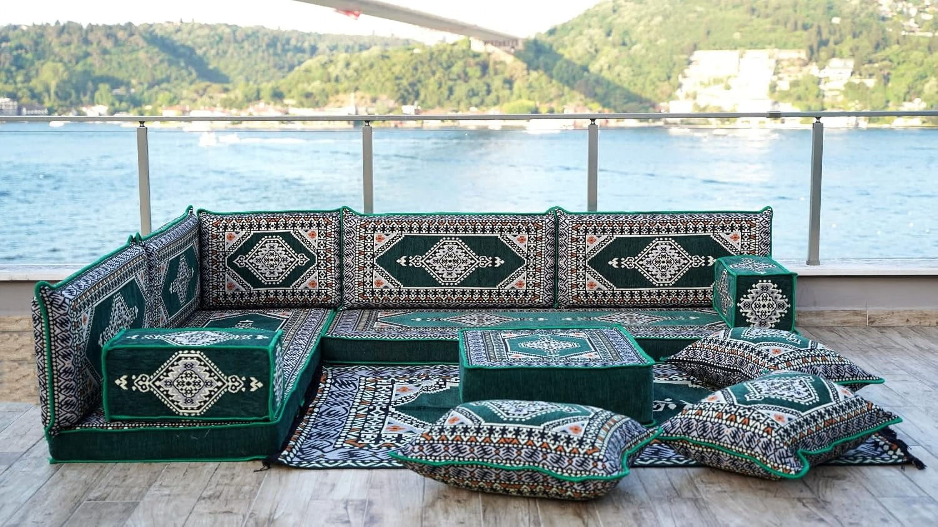 Green Sleeper Couch, L Shaped Sofa, Turkish Sofa Set, Diwan Sofa ...