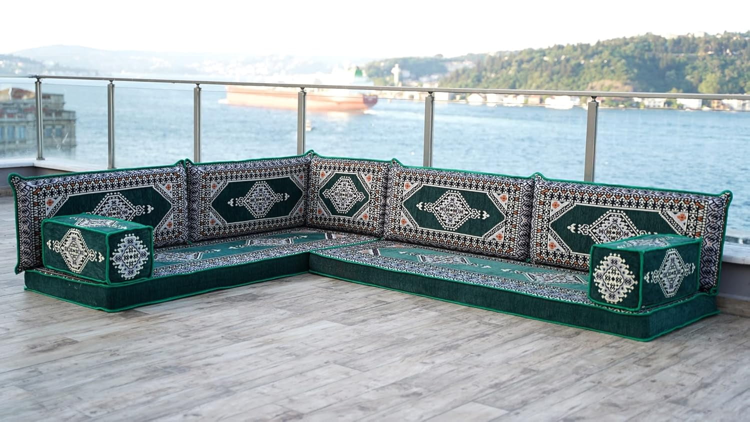 Green Sleeper Couch, L Shaped Sofa, Turkish Sofa Set, Diwan Sofa ...