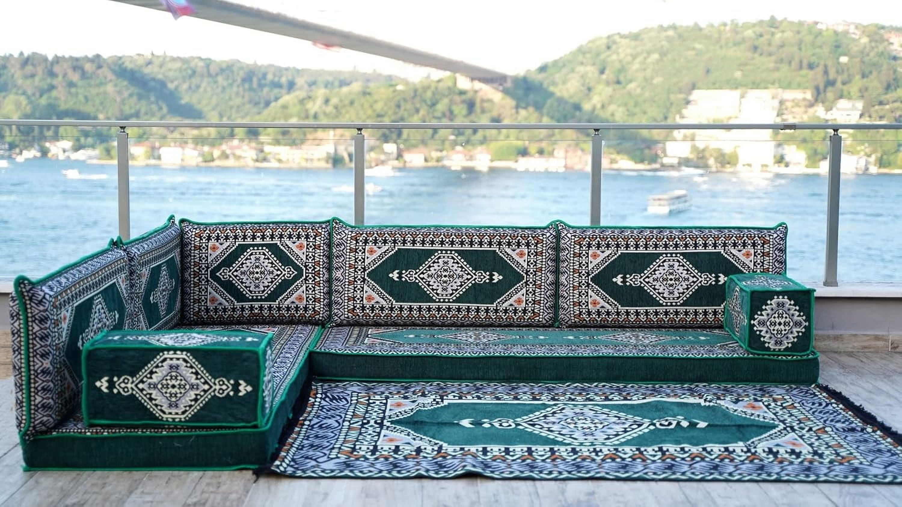 Green Sleeper Couch, L Shaped Sofa, Turkish Sofa Set, Diwan Sofa ...