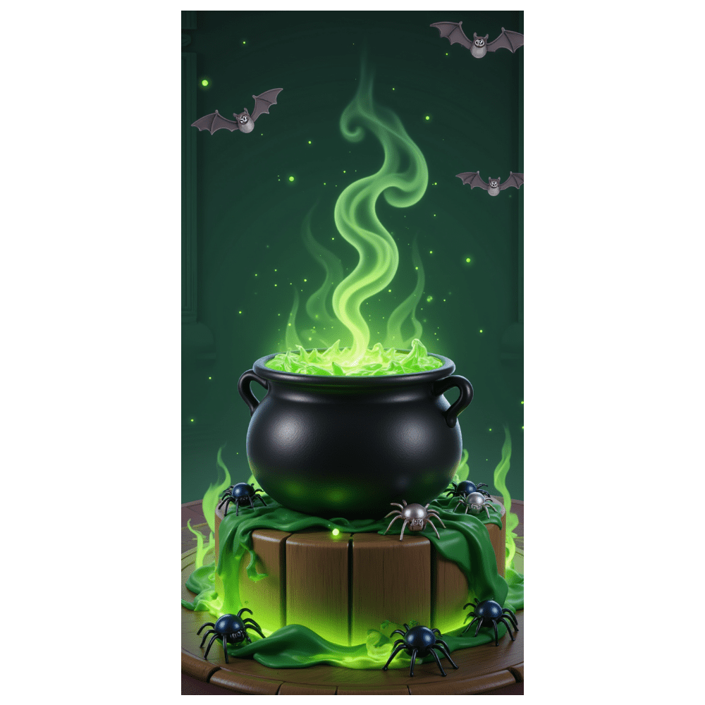 Green Smoke Halloween Cauldron Banner Spooky Spider Potion for ...