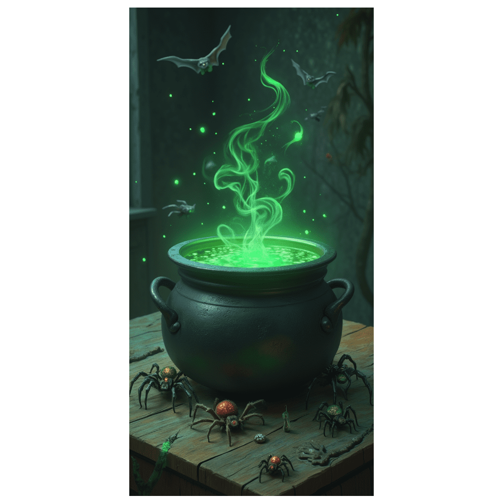 Green Smoke Halloween Cauldron Banner Spooky Spider Potion for ...