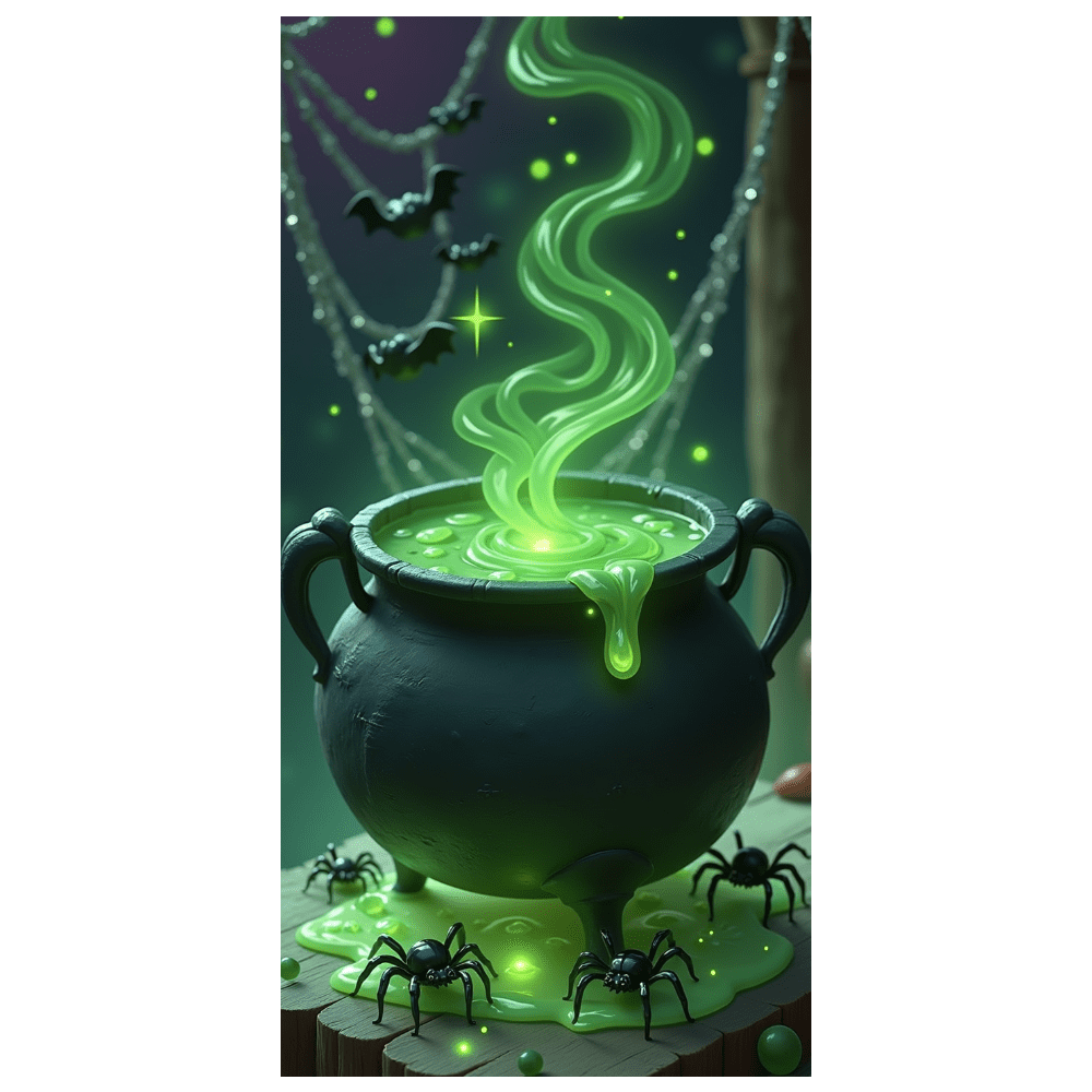 Green Smoke Halloween Cauldron Banner Spooky Spider Potion for ...