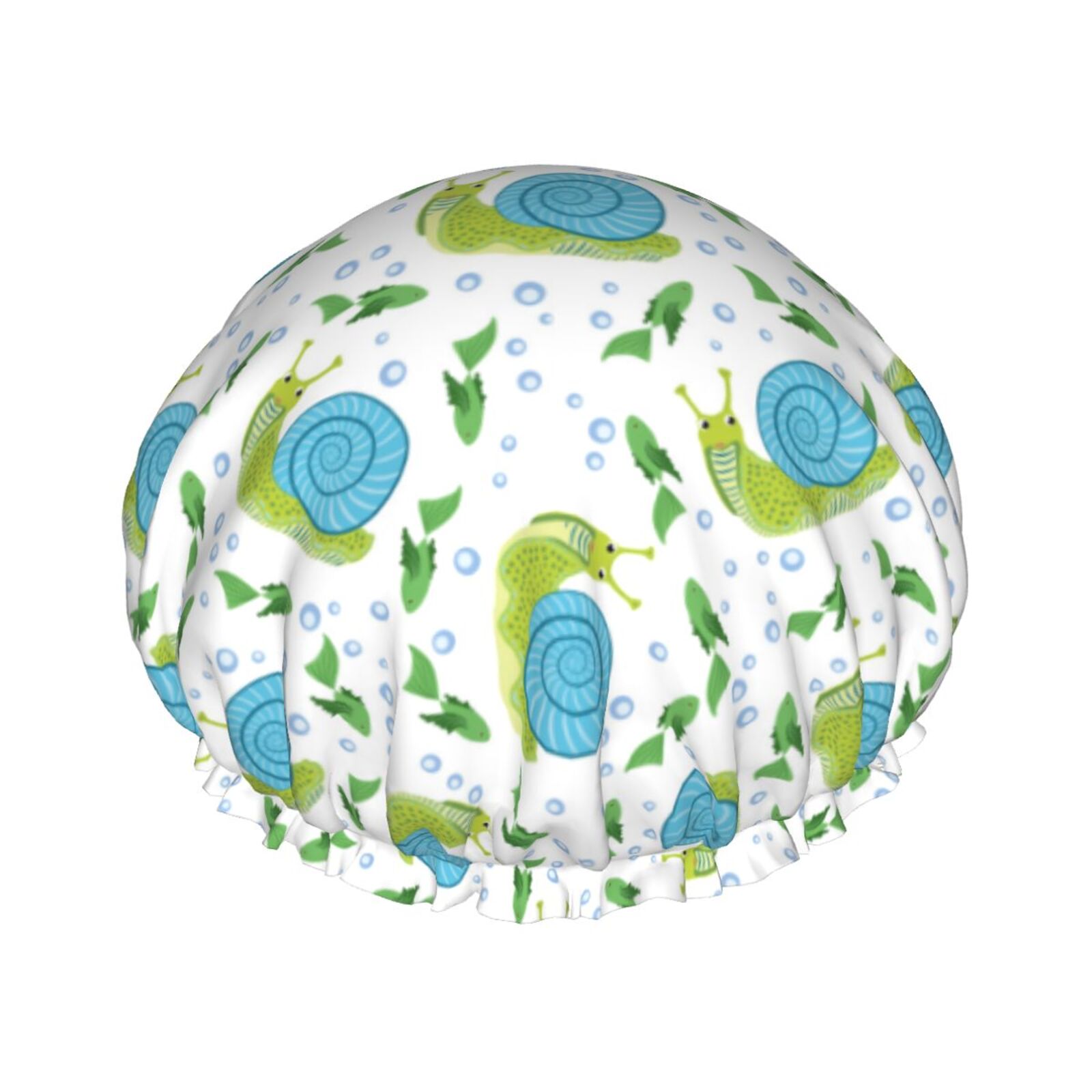 Green Snail fish Shower Cap, Reusable Bath Hair Hat for all Hair ...