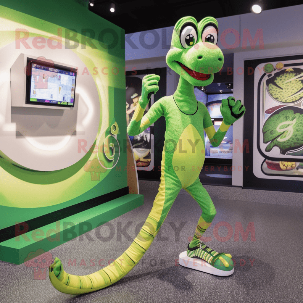 Green Snake REDBROKOLY mascot costume character dressed with a Running ...