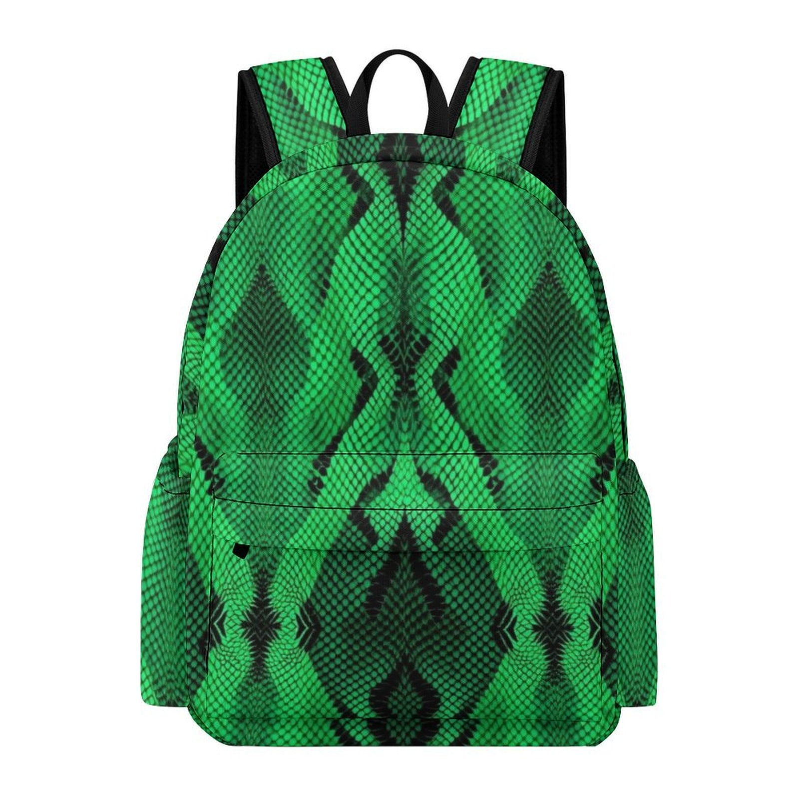 Green Snake Skin Pattern Backpack School Bags for Teenagers Students ...