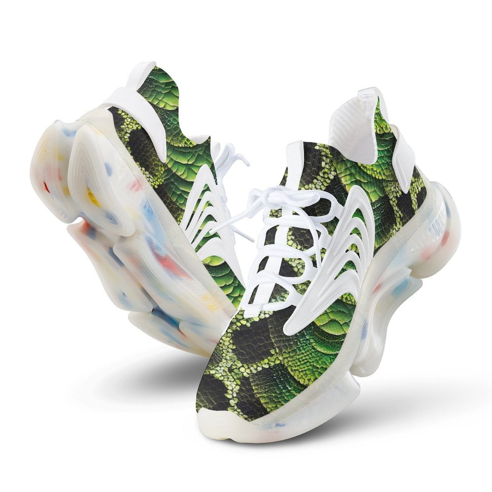 Green Snake Skin Seamless Pattern Walking Shoes for Men Woman ...