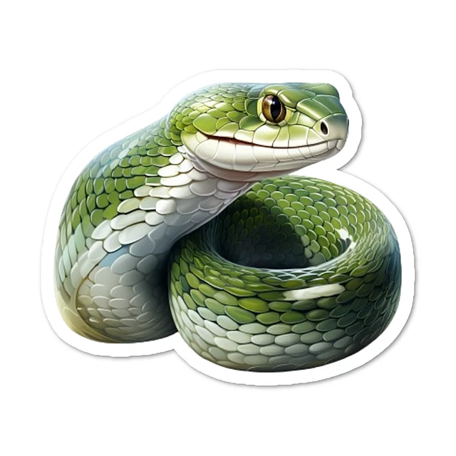 Green Snake Sticker, Laptop, Water Resistant, Water Bottle,Phone Decal ...