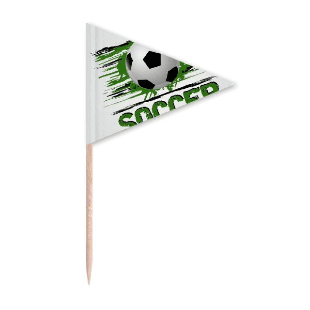 Green Soccer Football Sports Toothpick Triangle Cupcake Toppers Flag ...