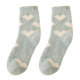 Green Socks for Womens Coral Fleece Socks Heart Print Socks Colorful ...