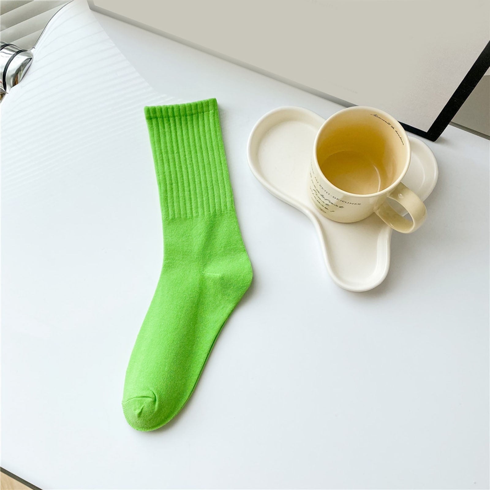 Green Socks for Womens Socks Solid Color Socks Colorful Lightweight ...