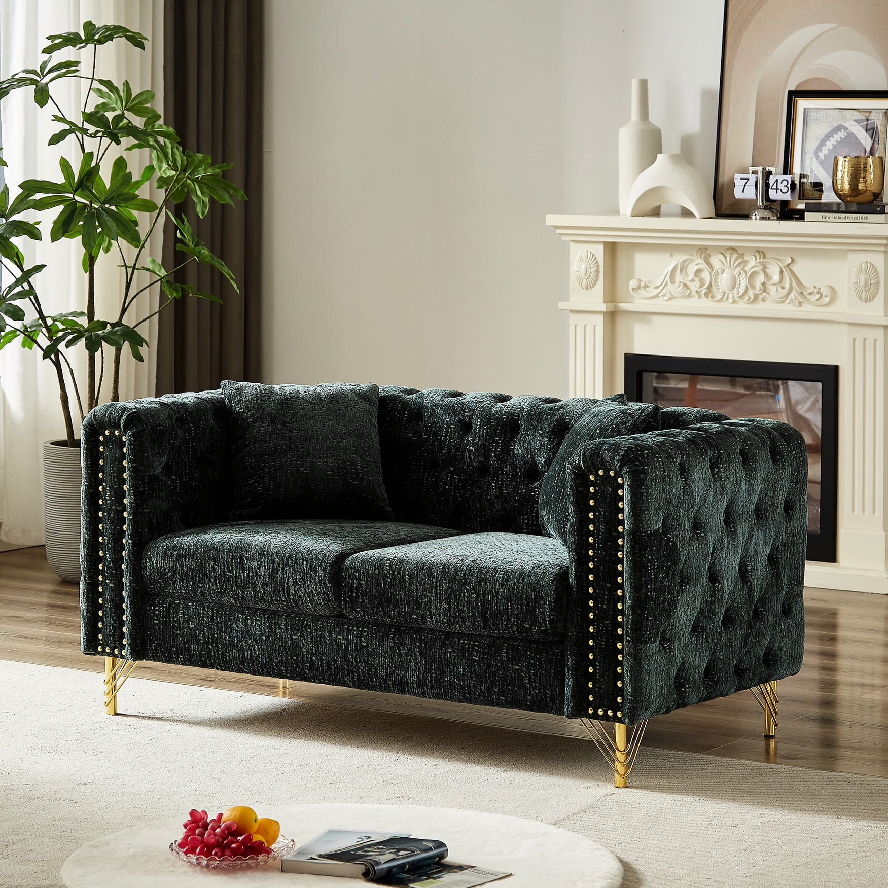 Green Sofa with Solid Wood Frame and Foam Filler - Ensure Durability ...