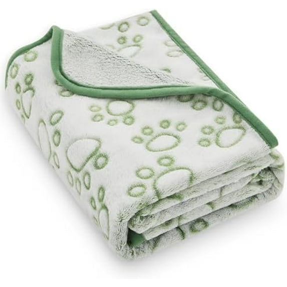 Green Soft Puppy Blanket, with Flannel Green Cute Paw Print, 24 * 32 ...