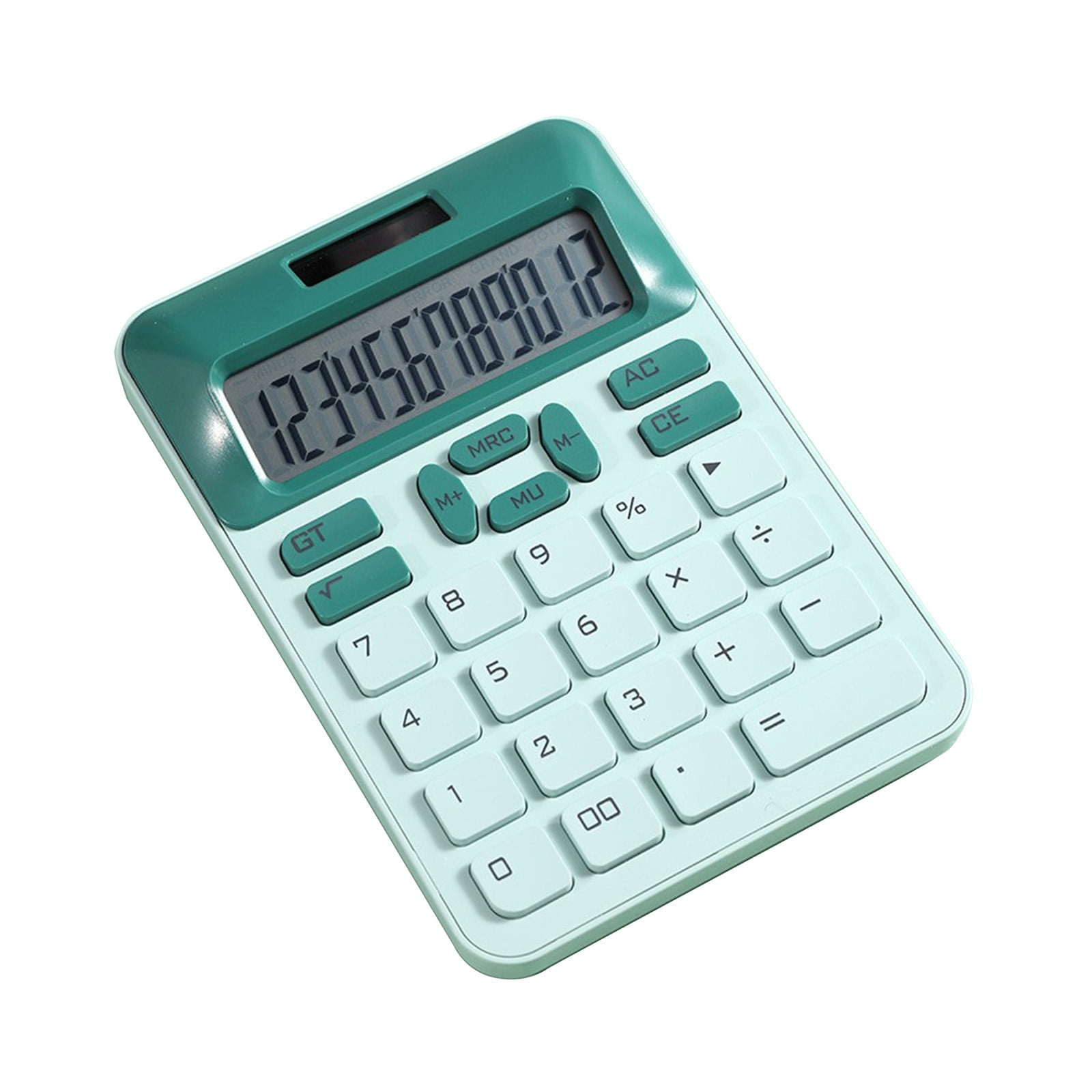 Green Solar And Battery Dual Power 12-Digit Calculator, Large Display ...