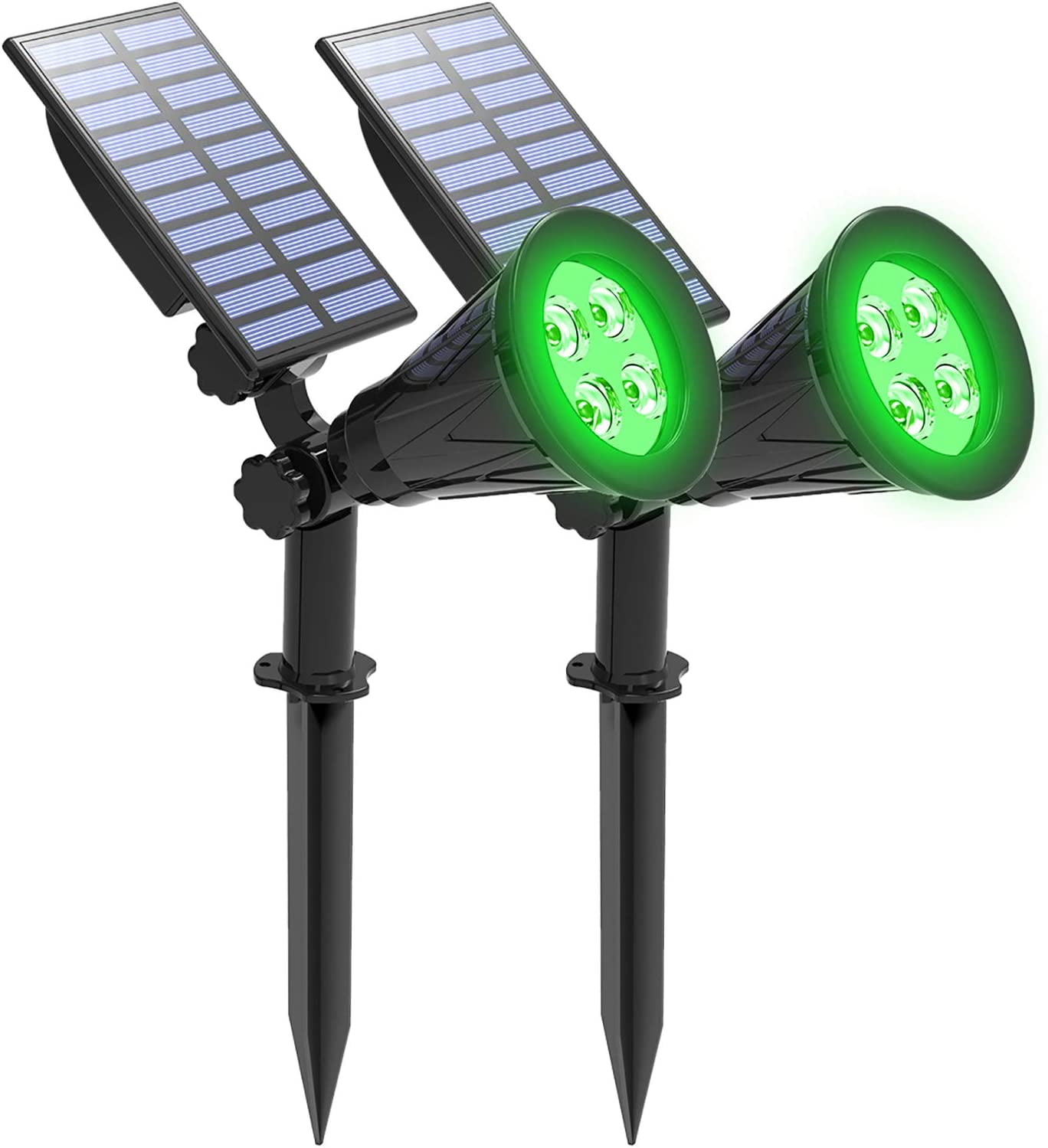 Green Solar Lights 2 Pack, IP65 Waterproof 4 LED Solar Spotlight Wall ...