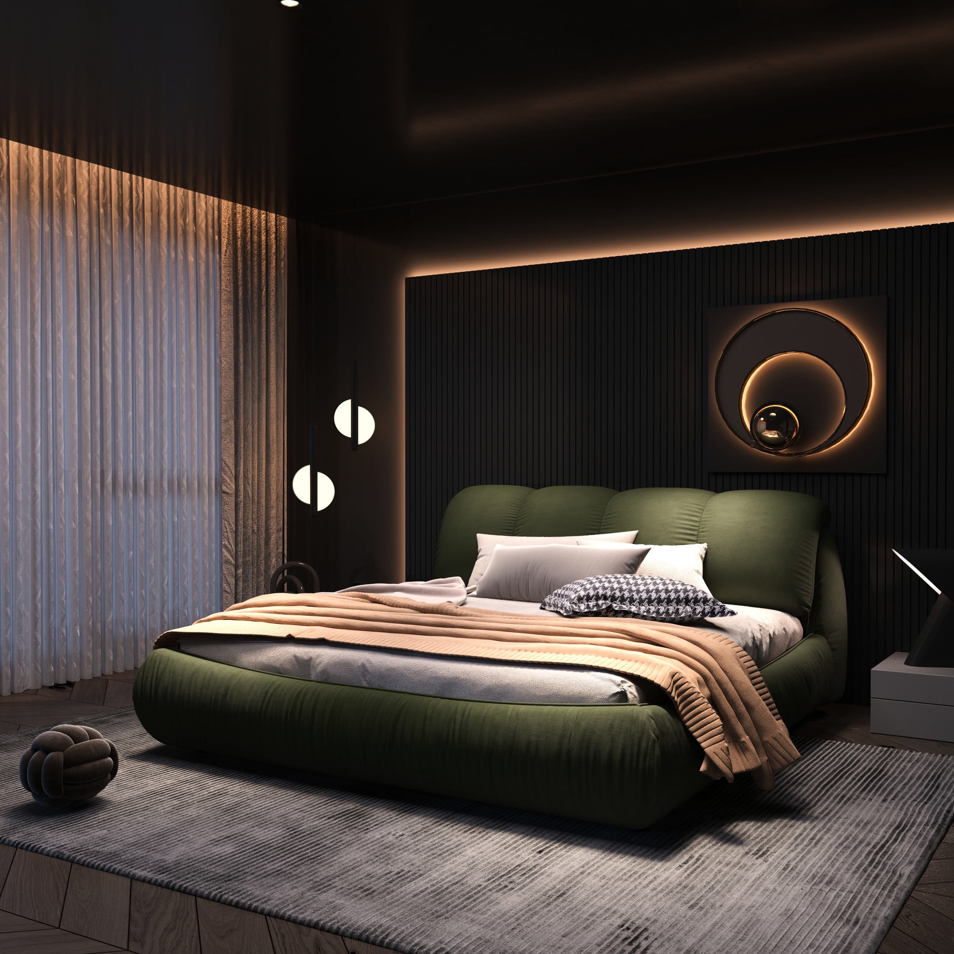 Green Solid Pine Frame King Platform Bed | Waterproof and Anti - sticky ...