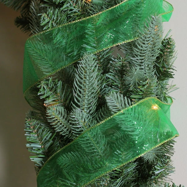 Green Solid Wired Christmas Craft Ribbon - Walmart.com