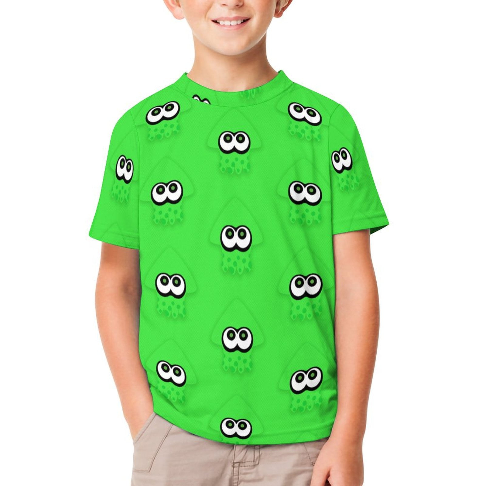 Green Splatoon Squid Kids T-Shirt Summer Short Sleeve Top Tee Shirt 3D ...