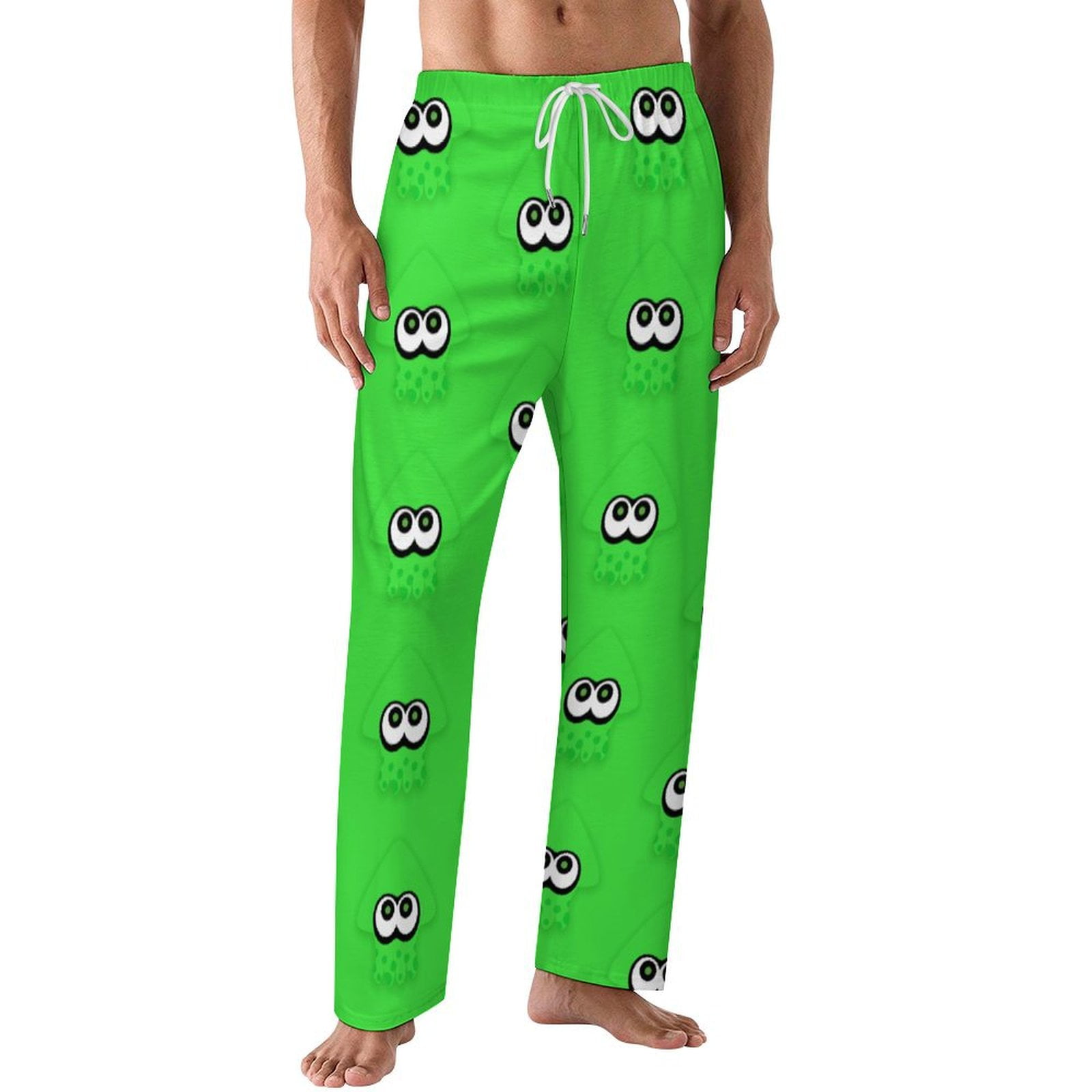 Green Splatoon Squid Mens Pajama Pants Cozy Soft Lounge Sleep Pajamas ...