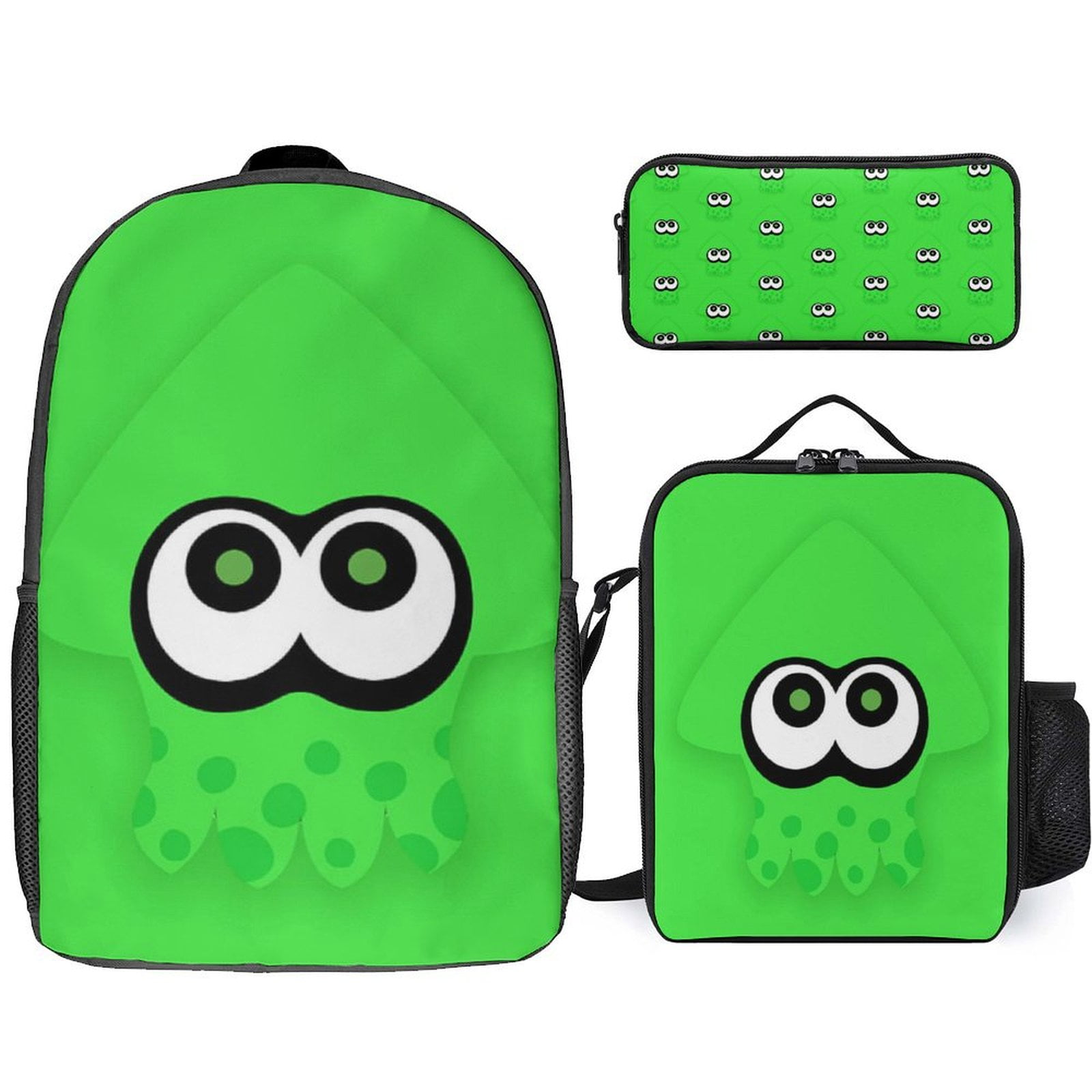 Green Splatoon Squid Schoolbag With Lunch Bag Pencil Case Set Unisex ...