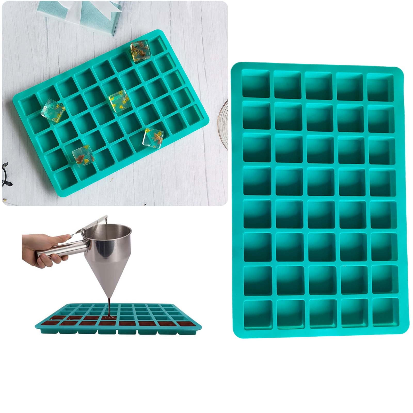 Green Square Caramel Candy Molds Silicone 40 Cavities Square Silicone ...