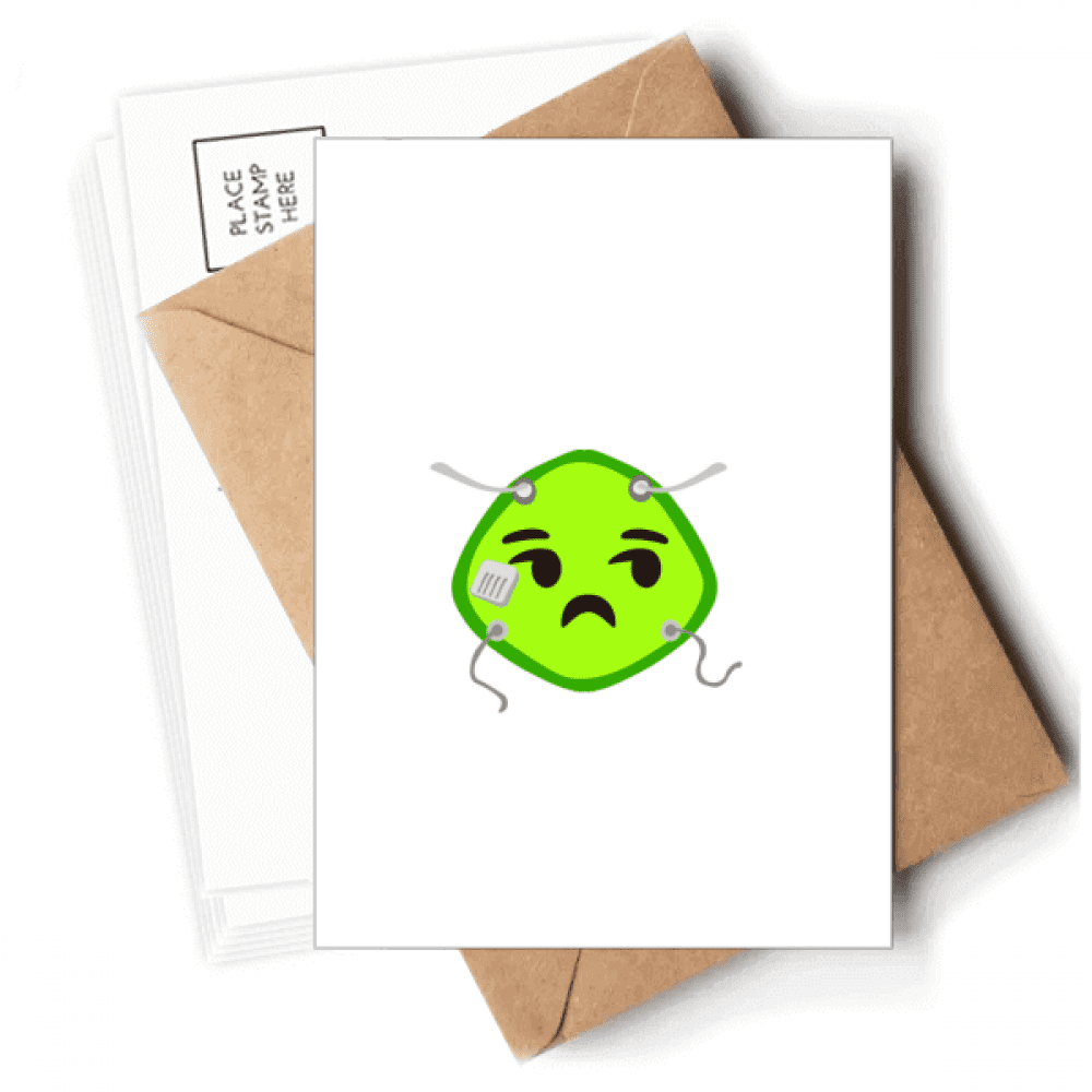 Green Squint Smail Head Expression Postcards Envelopes Blank Note Cards ...