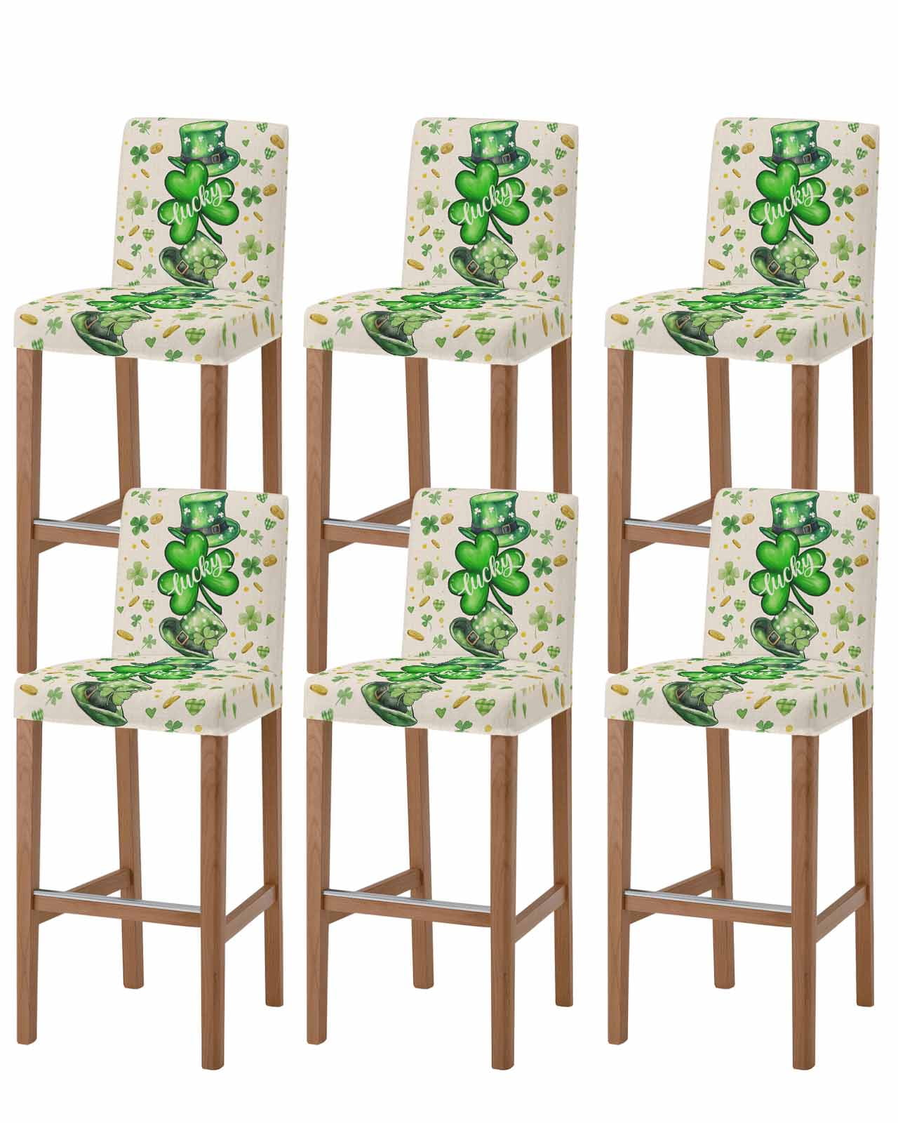 Green St. Patrick's Day Bar Stool Covers Set of 6, Lucky S Love Heart ...
