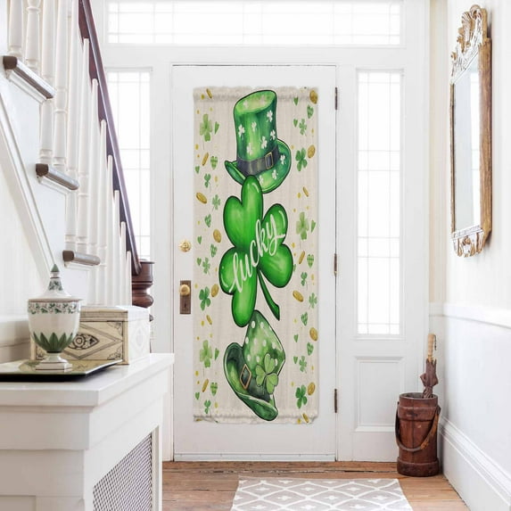 Green St. Patrick's Day Door Curtains for Door Window, French Sidelight ...