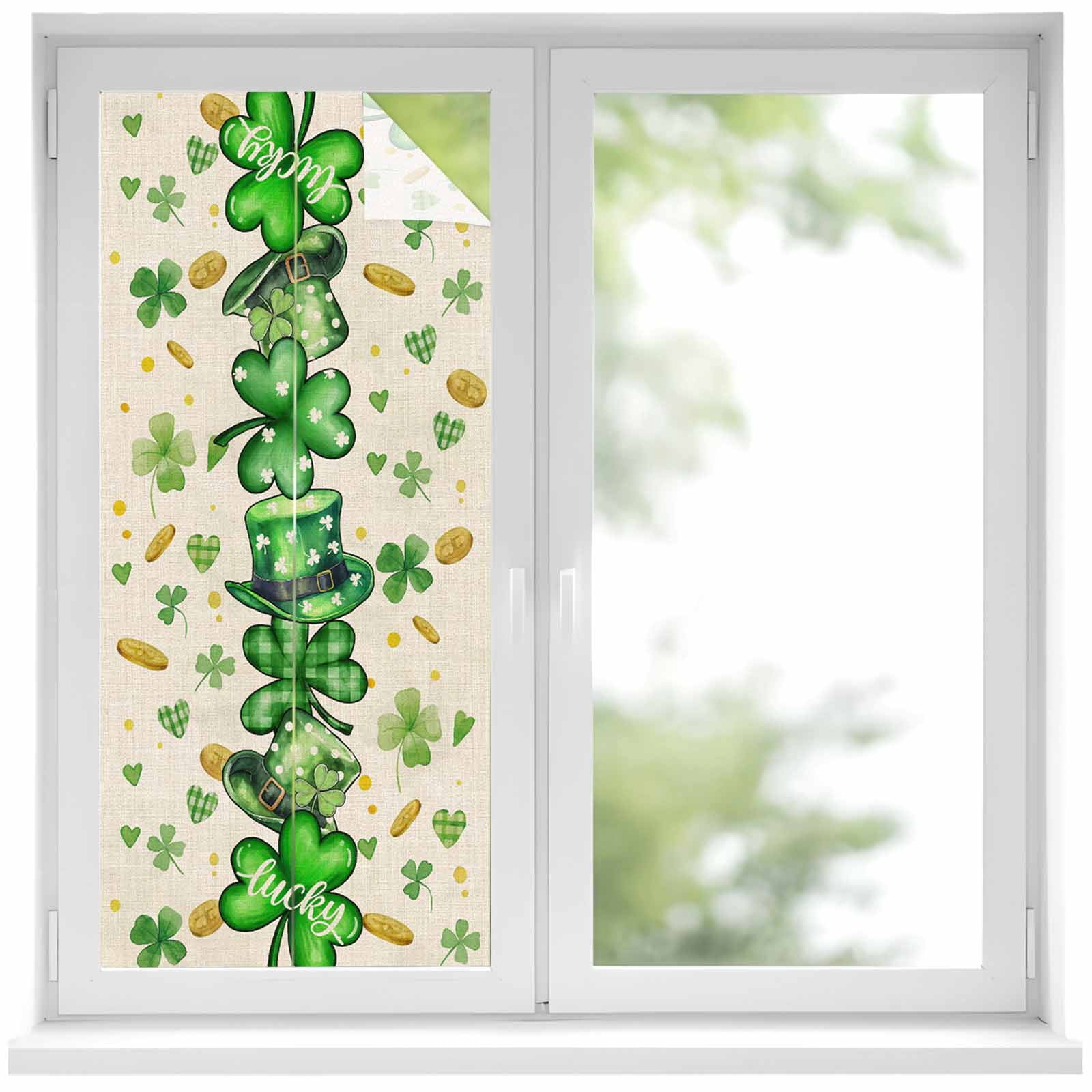 Green St. Patrick's Day Window Privacy Film, Lucky S Love Heart Rustic ...