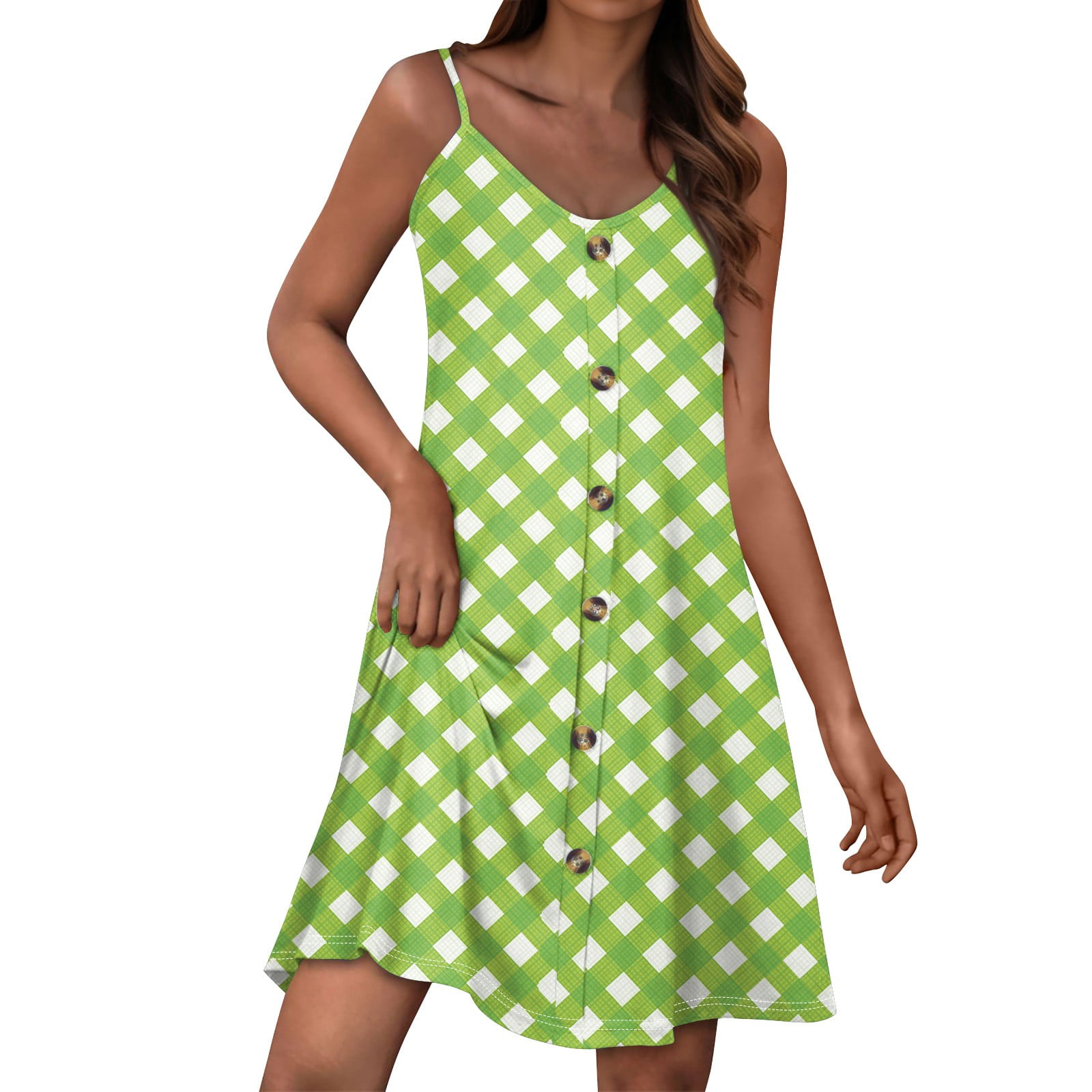 Green St Patricks Day Dress for Women Three Clover Crew Neck Sleeveless ...