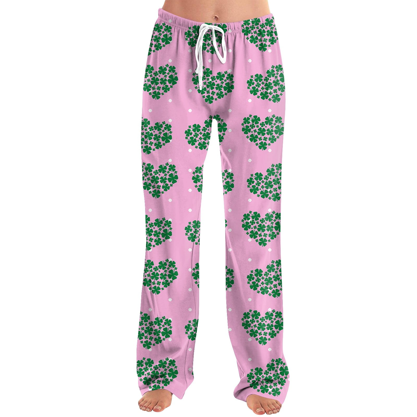 Green St Patricks Day Pjs Pants for Women Shamrock Graphic Holiday Long ...