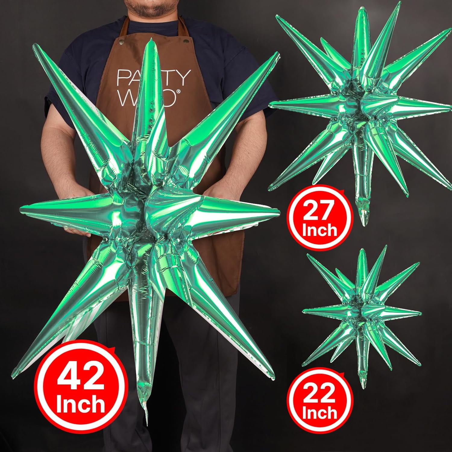 Green Star Balloons, 10 Pcs Starburst Balloons Different Sizes Pack Of ...